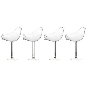 Yardwe Glass Cups 4pcs Bird Cocktail Glasses Clear Glass Martini Glasses Glass Goblets for Whiskey Margarita Aperitif Bar Pub Martini Glasses for Kitchen Bar Party Wedding Flamingo