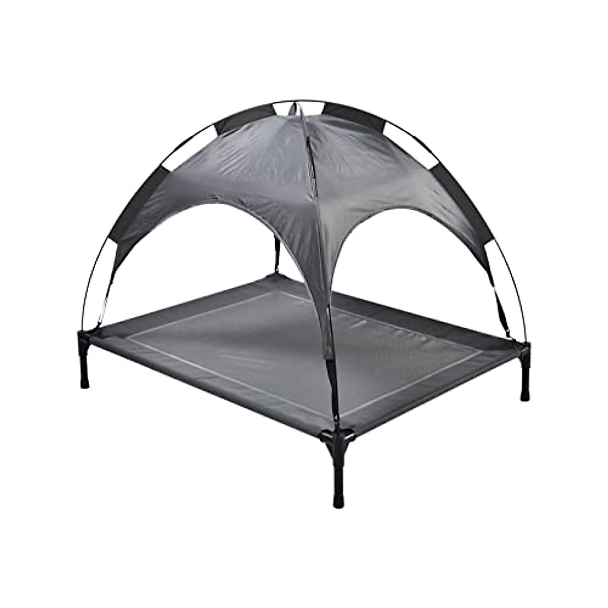 Go Gear Outdoor Elevated Pet Bed Mat for Cats & Dogs with UV & Water Resistant Canopy Gray, Medium