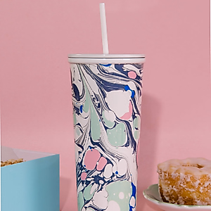 AMÉLIN ARCHIVE Stainless Steel Tumbler, 24 Ounce Travel Tumbler, Double Wall Insulated Cup with Lid and Straw (Kaleidoscope)