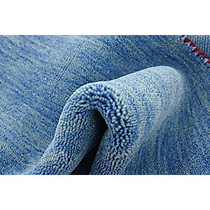 Unique Loom Solid Gava Collection 100% Natural Twisted Wool Modern Light Blue Area Rug (3' x 5')