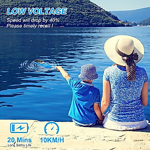 2 Pack RC Boat Remote Control Boats for Pools and Lakes for Kids and Adults, 10 kmH 2.4 GHz RC Boat for Boys 4-7 8-12 Years with 4 Rechargeable Batteries