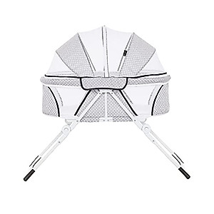 Dream On Me Karley Plus Baby Bassinet, Lightweight Compact Portable Bassinet, Easy and Quick Fold with Removable Double Canopy, Breathable Mesh Design, Storm Grey