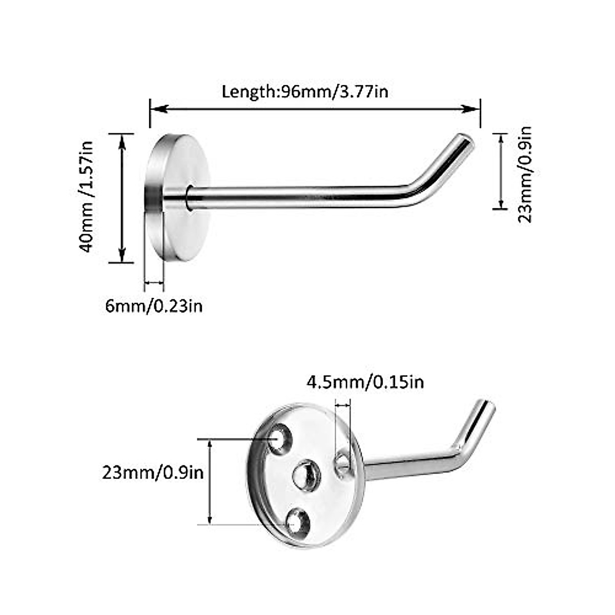 4pcs Long Coat Hook Bath Towel Wall Hook Heavy Duty Robe Hanger Single Wall Mount Hooks Stainless Steel Modern Bathroom Closet Wall Hangers for Entryway Door Bedroom Kitchen Wardrobe, Brushed Nickel