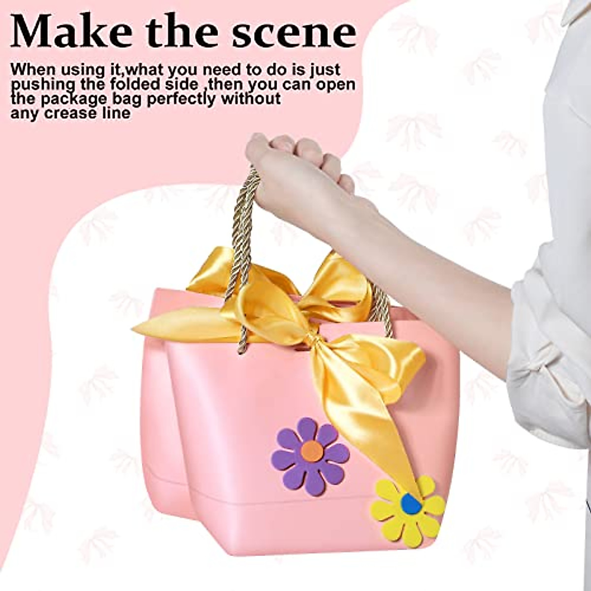 Mimorou 40 Pcs Pink Gift Bags with Handles Bow Ribbon Party Favor Bag 8.27 x 6.3 x 2.76 Inches Pink Paper Bags for Birthday Wedding Valentine's Day Bridesmaid Celebration Holiday Party Supplies