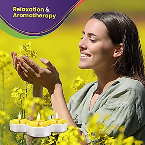 Yellow Candles Tea Lights - 30 Pack - Tea Lights with 3-4 Hour Burn Time - Tea Candles -TeaLight Candles for Holiday, Wedding and Home