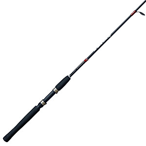 Zebco Rhino Tough Spinning Fishing Rod, 6-Foot 2-Piece Heavy-Duty Cross-Weave Fishing Pole, Comfortable EVA Rod Handle, Heavy-Duty Guides, Stainless Steel D-Frame Tip Guide, Medium-Light Power, Black