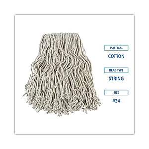 Boardwalk® Banded Cotton Mop Heads, #24, White, Pack Of 12