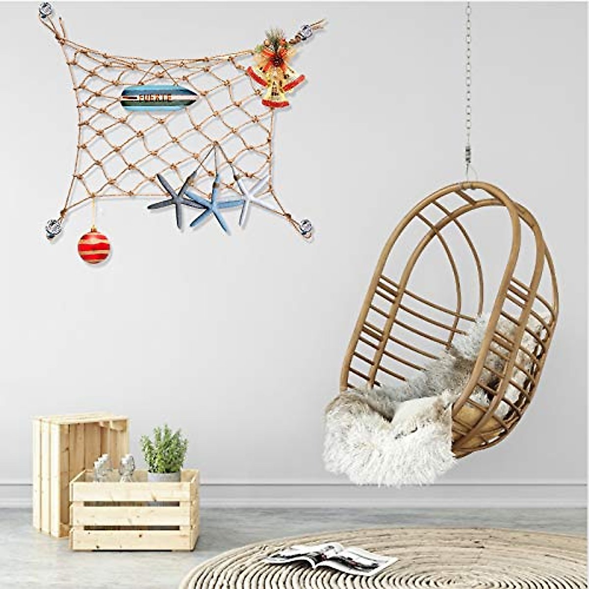 Besimple Parrot Bird Rope Hammock Swing Thick Chew Climbing Net Hemp Rope Ladder Toy Play Gym Hanging Swing Net(24''X20'')