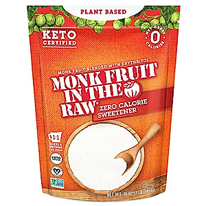 MONK FRUIT IN THE RAW, Natural Monk Fruit Sweetener w/ Erythritol, Sugar-Free Keto, Gluten Free, Zero Calorie, Low Carb, Vegan, Sugar Substitute, 16 oz. Baking Bag (Pack of 1)