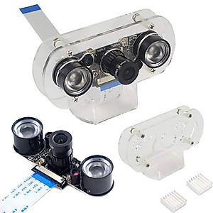 HiLetgo Raspberry Pi Camera 5MP OV5647 Adjustable-Focus Webcam Night Vision Camera Module Video 1080p for Raspberry-pi 2 Raspberry-pi 3 Model B Model B+ with Case