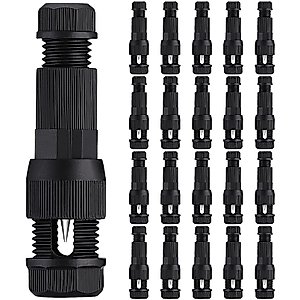 LEONLITE 20-Pack Low Voltage Wire Connectors, Fastlock Wire Connectors for Landscape Lighting, 12/14/16/18 Gauge Cable, Piercing Replacement Connectors for 12-24V Outdoor Pathway Lights, Black