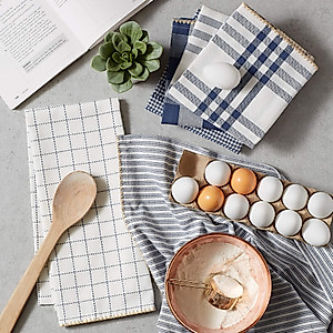 DII Farmhouse Basic Kitchen Collection Decorative & Absorbent Woven, Dishtowel Set, 18x28, French Blue, 5 Piece