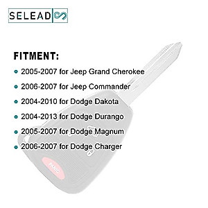 SELEAD Flip Key Fob 4 Buttons Keyless Entry Remote fit for 2005-2016 for Jeep for Chrysler for Dodge Antitheft Keyless Entry Systems HYQ1512Y 2pcs US Stock