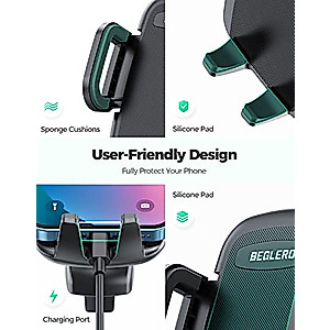 Beglero Car Vent Phone Mount, AC Vent Phone Holder with 3-Level Adjustable Clip, Air Vent Phone Holder Compatible with iPhone 13 12 SE 11 Pro Max XS XR, Galaxy Note 20 S20 S10 and More