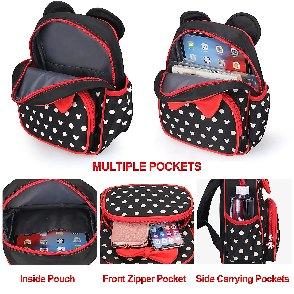 Voikukka Cute Little Girls Backpack Small Kids Mini Mouse Backpacks for Toddler Girl Backpack Travel Kindergarten Preschool Backpacks Baby Bookbag School Book Bag Toddler Backpack