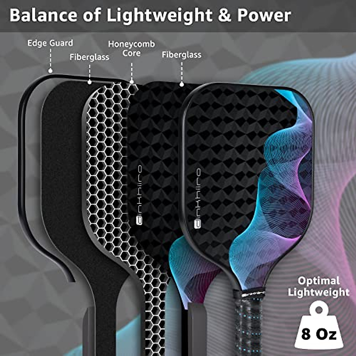 Dinkhiiro Carbon Fiber Pickleball Paddles Set of 2 with Balls, Racket Bag, Waist Ball Holder | Pickle-Ball Equipment of Lightweight Racquets and USAPA Standard Balls | Gifts for Women, Men