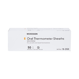 McKesson Oral Thermometer Sheaths, Disposable Probe Cover for Digital Thermometer, 50 Count