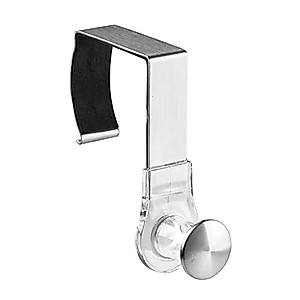 mDesign Modern Metal and Plastic Office Over The Cubicle Storage Organizer Hooks - Wall Panel Hangers for Hanging Accessories, Coats, Hats, Purses, Bags, Keychain - 2 Pack - Clear/Brushed