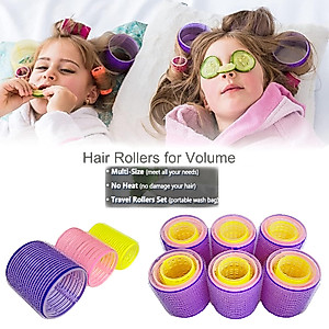 ROPIKIS Large Hair Rollers Set | Self-Grip Rollers for Volume and Blowout Look | Heatless Curlers for Medium to Long Hair, 31pcs 3 Sizes with Clips & Comb, Travel Pack