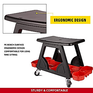 FENG PAI Detailing Seat - Car Heavy Duty Rolling Seat and Rolling Garage Stool, Mechanics Rolling Stool, Creeper Seat for Work Platform
