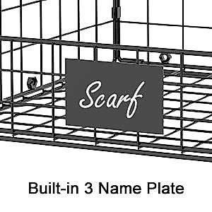 3 Tier Hanging Laundry Room Organizer Stackable Foldable Wall-Mounted Metal Wire Shelf Basket with Rotating Hook Nameplate for Dryer Sheet Laundry Detergent in Laundry Room Organizaton Storage