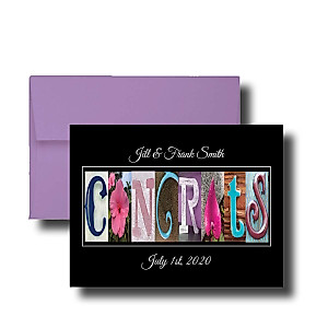 Couple Gift,Congrats Engagement Gift,Congrats Wedding Gift,Floral Letter Art,Personalized Anniversary Card