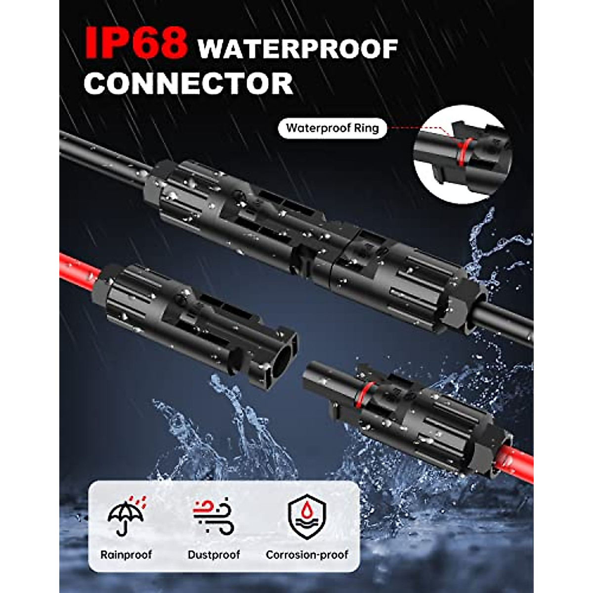 ELECTOP 2 Pin Power Industrial Circular Connector to Solar Panel Cable, 10AWG Solar Extension Cable with Female and Male Connector Adapter for Forrest River RV Solar Ports and Solar Panel Suitcase