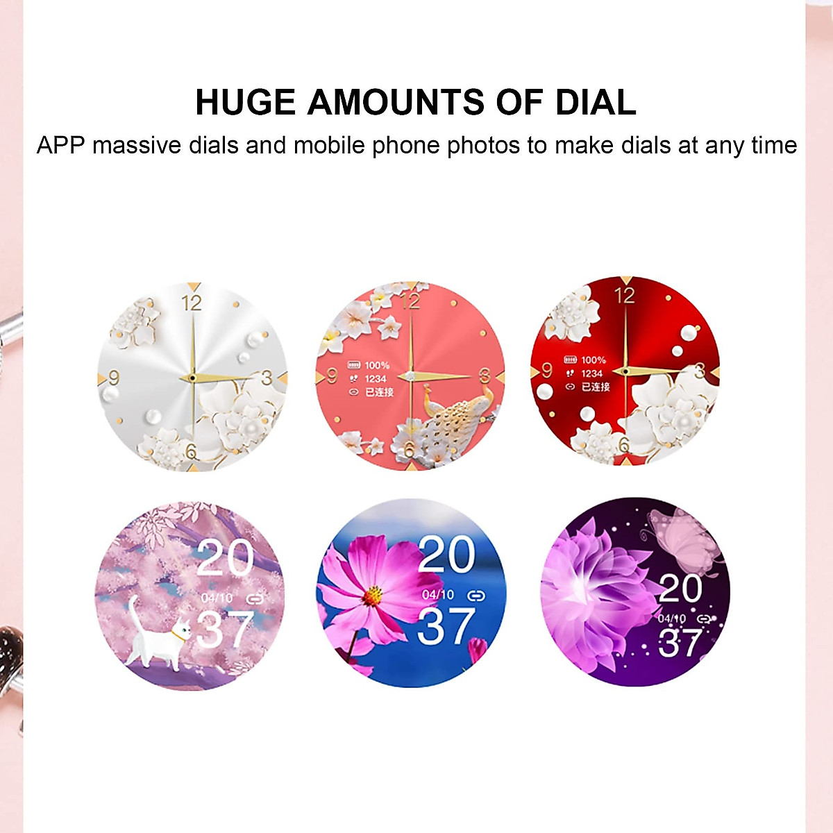 FastUU Z73 Women Smart Watch, 1.09 Inch Ladies Smartwatch Health Monitoring 200mAh Zinc Alloy Dual for Daily Wear