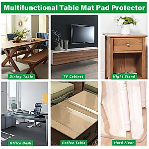 24X48 Inch Clear Dining Table Protector Pad Cover Plastic Kitchen Tablecloth Heat Resistant PVC Table Top Protector Rectangle Clear Tablecloth Dining Room Table Cover Protector 1.5mm Thick