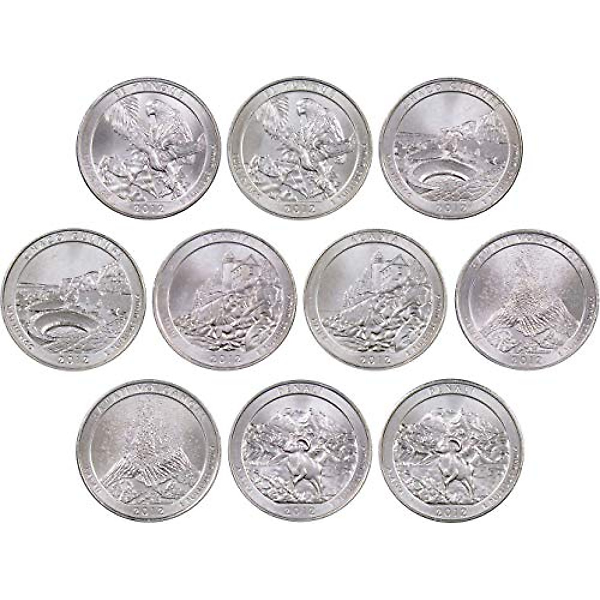2012 P&D National Park Quarter 10 Coin Set Uncirculated Mint State 25c