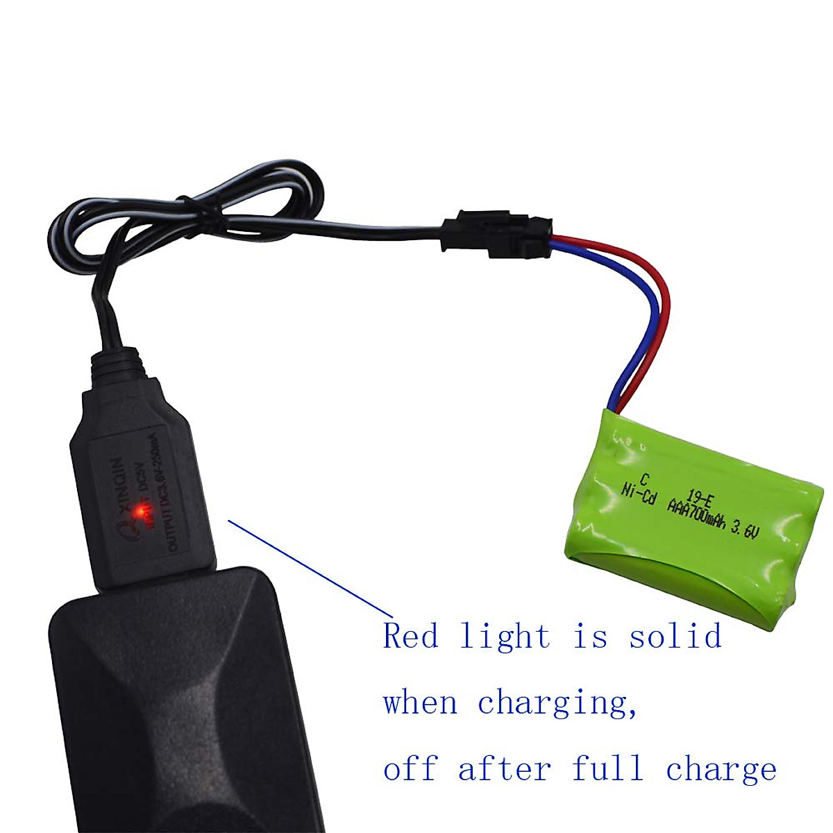 Blomiky 2 Pack 3.6V 700mAh AAA Re-Chargeable Battery Pack with SM-2P Connector Plug and USB Charger Cable for RC Battle Bumper Cars C143 D143 RC Vehicle D143 Battery 2