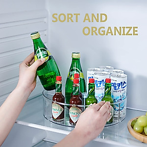 Empaxum Clear Lazy Susan Organizer with 3 Dividers 10.7" Plastic Divided Lazy Susan Turntable for Cabinet Medicine Cabinet Organizer Divided Spinning Storage for Kitchen, Pantry, Countertop, Bathroom