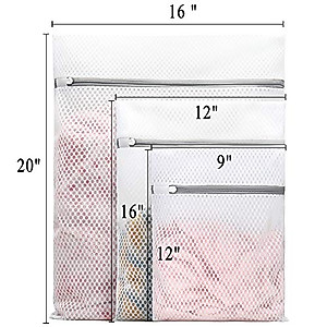 5Pcs Durable Honeycomb Mesh Laundry Bags for Delicates (1 Large 16 x 20 Inches, 2 Medium 12 x 16 Inches, 2 Small 9 x 12 Inches)