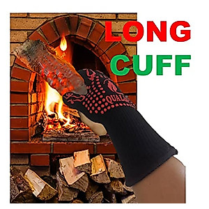 BBQ gloves, 1472°F, EN407 Certified. Extreme Heat Resistant, Long Sleeve, Anti-slip, Sweat Absorption, Comfier Easier and Safer for Grilling, barbecue, smoking, Cooking, Baking, pot holding.