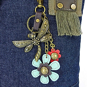 CHALA Patch Cross-Body Women Handbag, Canvas Messenger Bag, Metal Dragonfly - Denim