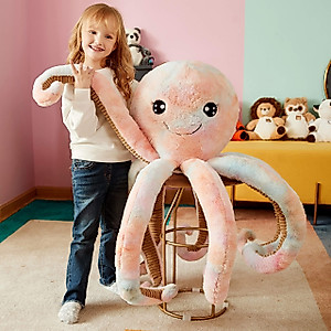 IKASA Giant Octopus Stuffed Animal Jumbo Plush Toy,30" Soft Toys Large Cute Huge Kawaii Fluffy Big Size Fat Oversized Plushie,Gifts for Kids