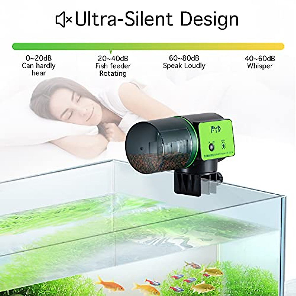 FYD Automatic Fish Feeder - Aquarium Electric Auto Fish Feeder for Small Fish Tank Food Fish Feeder Automatic Dispenser, Adjustable Fish Food Vacation Timer Feeder, Battery-Operated Feeders