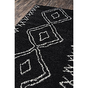 Momeni Rugs Maya Collection, Ultra Thick Pile Shag Area Rug, 5'3" x 7'6", Black