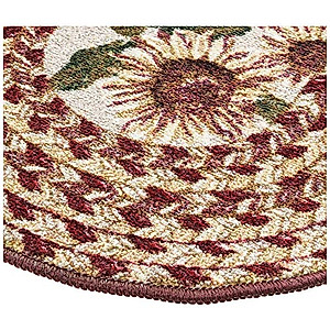 Brumlow Mills Sunflower Braided Pattern Rustic Floral Area Rug for Kitchen, Entryway, Bathroom Mat and Home Décor, 20" x 44"