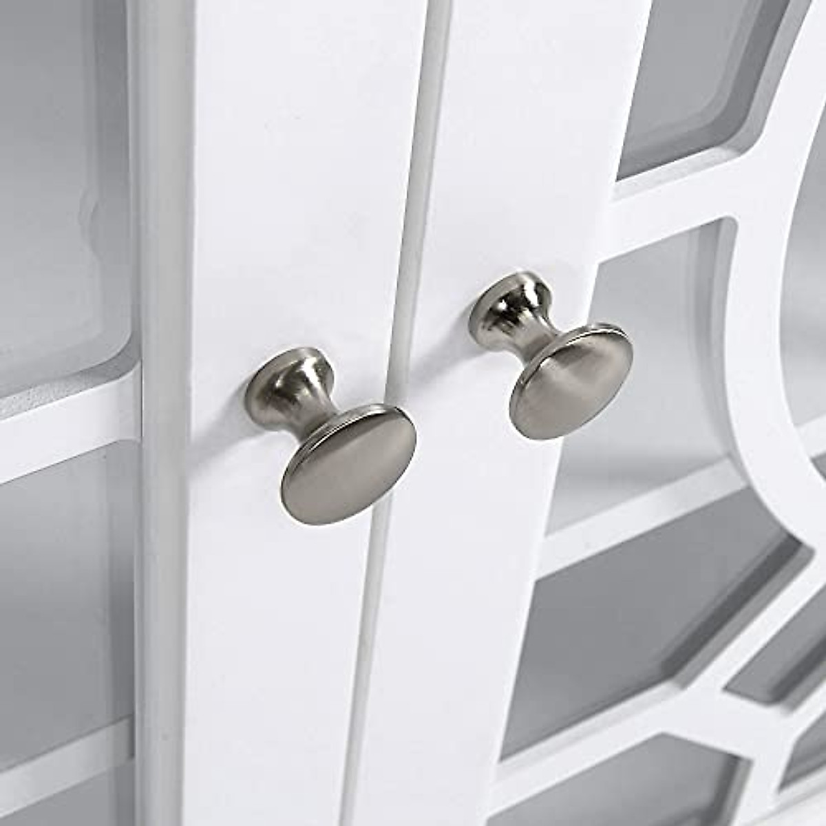 HOMCOM Sideboard Buffet Cabinet, Kitchen Storage Cabinet, Double Glass Door Accent Cabinet with Adjustable Shelves for Entryway, Living Room, White