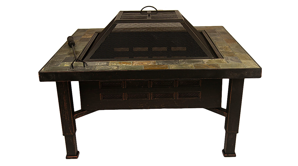 Global Outdoors 34-in Slate Top Fire Pit - Adjustable Legs