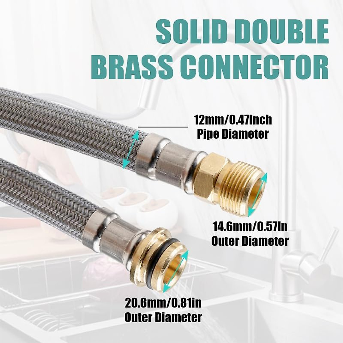 Kitchen Faucet Hose Replacement Parts for Grohe 48293000 Flexible Faucet Hose, Pull-Out Faucet Hose Replacement, Flexible Hose for Pull Out Kitchen Sprayer