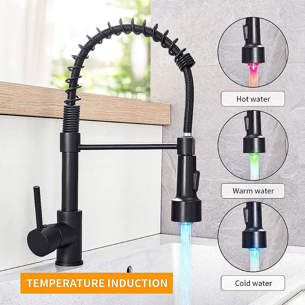 OWOFAN Matte Black Kitchen Sink Faucets Pull Down Sprayer with Deck Plate Product Bundles