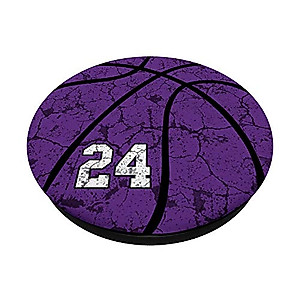 Basketball Number #24 Purple Gift for Basketball Player PopSockets Swappable PopGrip