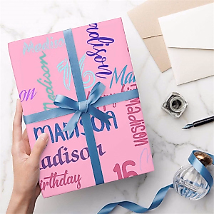 MyPupSocks Custom Name Gift Wrap Birthday Wrapping Paper Boy Girl Baby Birthday Wrapping Paper Gift Wrap for Kids Best Friend