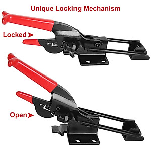 AConnet 4 Pack 700lbs Capacity Toggle Clamps GH- 431 Adjustable U Bolt Self-lock Toggle Latch Quick Release Toggle Clamp Latch with Locking Mechanism (Black)