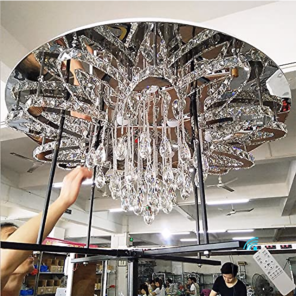 W32'' Chanderlier Lights for Living Room Large Chandeliers Bedroom Flush Chandeliers Modern Crystal Ceiling Chandelliers for Foyer Dining Room Hallway Bedroom Interior Luxury LED Ligting