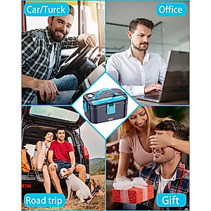 Buddew Electric Lunch Box 80W Food Heater Upgrade 3 in 1 Car/Truck/Home Portable Food Warmer 1.8L High-Capacity Heated Lunch Box with Airtight Lid, SS Container, Fork Spoon, Carry Bag