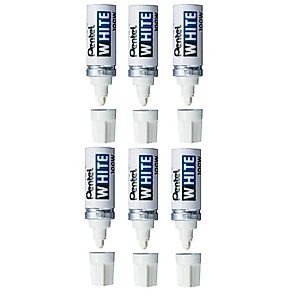 6 Pack Permanent Marker, Broad Tip, White by PENTEL (Catalog Category: Paper, Pens & Desk Supplies / Markers)