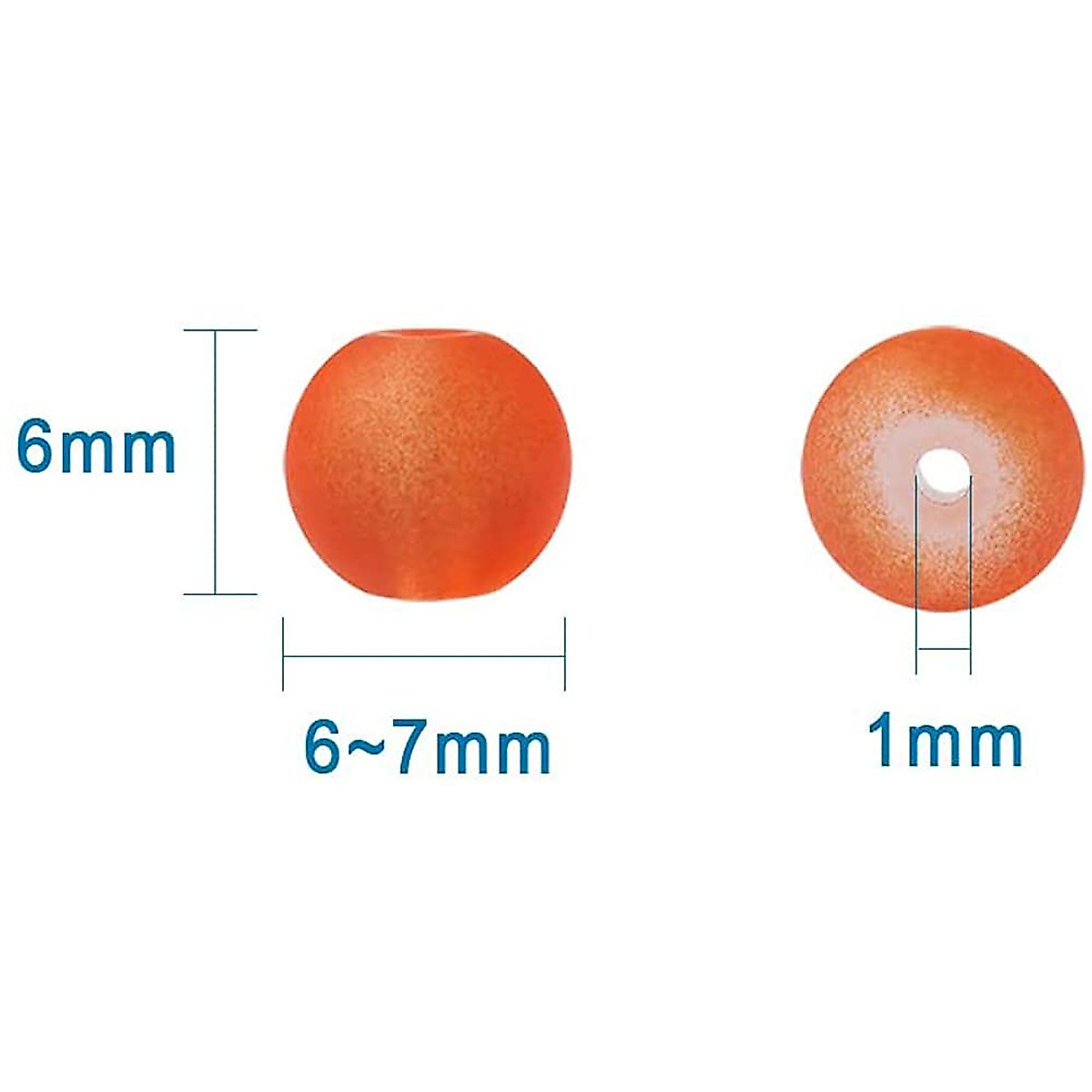 500pcs Frosted Glass Round Spacer Beads 6mm Mixed Color Mini Loose Beads for Necklace Bracelet Jewelry Making Craft DIY Accessories